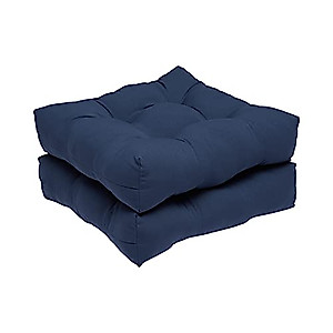 Amazon Basics Tufted Outdoor Patio Square Seat Cushion 19 x 19 x 5 Inches, Insignia Blue - Pack of 2