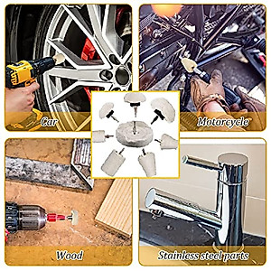 ANWTOTU Polishing Buffing Wheel for Drill - 8Pcs, Polishing Wheel Kit with 1/4 inches Hex Shafts for Manifold/Aluminum/Stainless Steel/Chrome