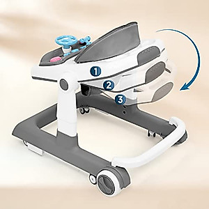 Bellababy Baby Walker Foldable Adjustable Height, Multi-Function Anti-Rollover Toddler Walker, Suitable for All terrains for Babies Boys and Girls 7-15 Months