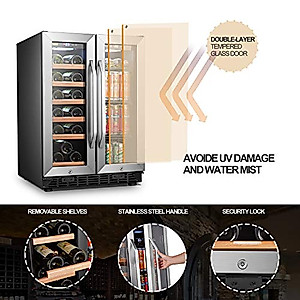 Lanbo Wine and Beverage Refrigerator, Dual Zone Built-in Wine and Drink Center, 18 Bottle and 55 Can