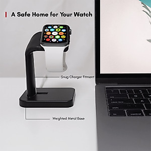 Macally Apple Watch Charger Stand for Series Ultra, 9, 8, 7, 6, 5, 4, 3, 2, 1, SE (44mm, 42mm, 40mm, 38mm) - Sleek iWatch Apple Watch Stand Dock - The Perfect Apple Watch Charging Station - Black