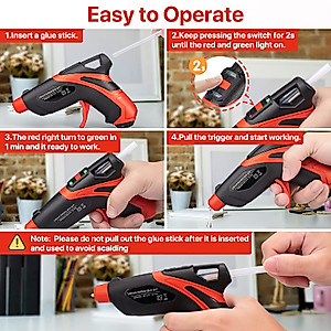 Cordless Hot Glue Gun, Calaytaly Rechargeable Fast Preheating Glue Gun Kit with 30PCS Glue Sticks (7mmx150mm), Automatic Power-Off System Hot Melt glue gun for Art, Crafts, Quick Repairs, DIY & Xmas