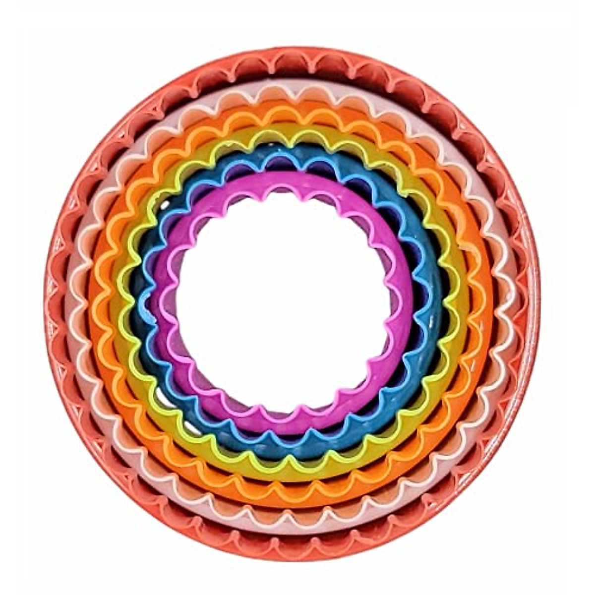 Handy Housewares 6pc Dual-Sided Biscuit/Cookie Dough Cutter Set, Straight Round and Scalloped Flower Edged, Dishwasher Safe (1 Set)