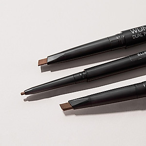 WUNDER2 DUAL BROW LINER Makeup Eyebrow Liner Pencil With Angled Tip and Ultra Fine Tip Dual Precision Brow Liner Eye Brow Make Up, Color Black/Brown
