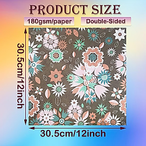 GLKTOPO Double-Sided Scrapbook Paper 12x12 Card Stock, Floral Patterned Scrapbooking Pack, Heavyweight Premium Printed Background, Theme Cardmaking Decor Craft for Art Project-24 Pages