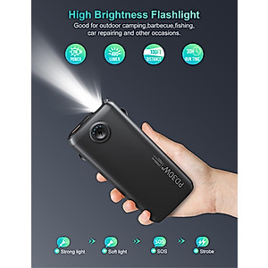 Dpdenoy Portable Charger with Built in Cable, 27000mAh Power Bank QC4.0 22.5W PD3.0 USB C Fast Charging, Phone Battery Pack with 3W Flashlight for iPhone, Samsung, Google, Tablet, and More