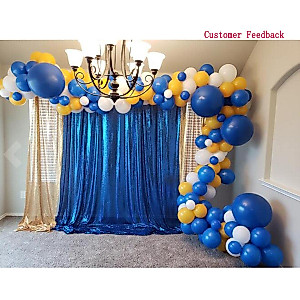 LQIAO 4FTx10FT-125CMx300CM Royal Blue Sequin Backdrops,Party Wedding Photo Booth Backdrop Decoration,Sequin Curtains,Drape,Sequin Panels
