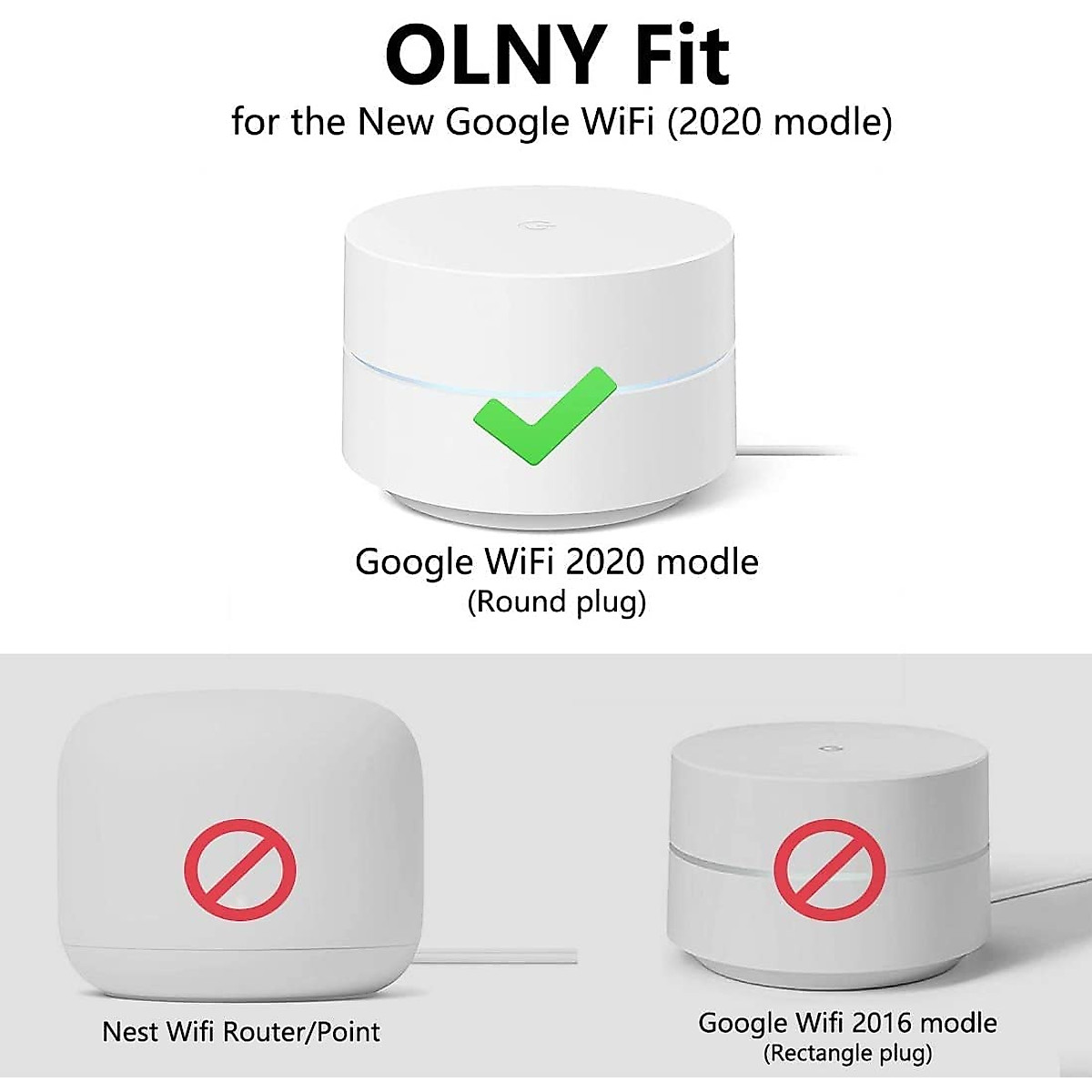 Google WiFi Wall Mount 3 Pack, WiFi Accessories for Google WiFi 1st Generation System and Google WiFi Router Without Messy Wires or Screws (White(3 Pack))