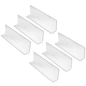 Baluue 6Pcs Plastic Shelf Dividers- Shaped Clear Shelf Separators Clothes Organizer Commodity Shelf Clapboard Bookend for Closets Wardrobes Kitchen Office 25X6CM