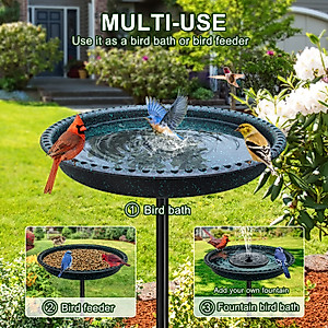 GESAIL Bird Baths for Outdoors, Lightweight Plastic Planter Pedestal Bird Bath with Metal Stake Decoration Bird Bath Planter for Lawn Patio Yard Garden, Spotted Green