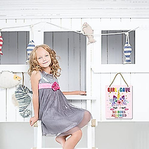 Uflashmi Girl Cave Sign, Little Baby Girl Room Decor Bedroom Wall Decor, 8x10 inch Metal Aluminum