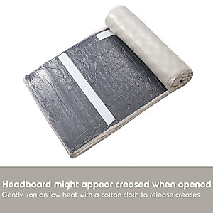 Upholstered Queen Headboard - Easy Assemble Channel Stitched Headboard Queen Size - Wall Mounted Headboard with 3D Soundproof Wall Panels Peel & Stick Floating Headboards for Queen Size Bed - Beige