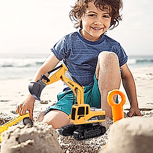 Vanzer RC Excavator Toy, Remote Control Hydraulic Toy Car for 6,7, 8, 9-14 Year Old Boys Girls, Construction Tractor Vehicle, Rechargable Engineering Digger Truck, Best Birthday Gifts for Kids