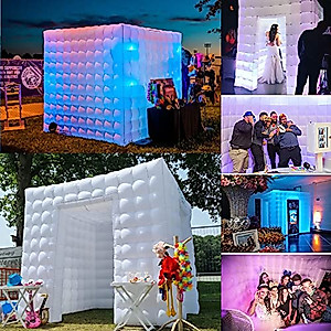 Inflatable Photo Booth Enclosure, 8.2 x 8.2ft Portable 16 Colors LED Dimmable Shooting Photobooth Tent Kit with 2 Doors and Inner Air Blower, Remote Controller, Carry Bag