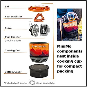 Jetboil MiniMo Camping and Backpacking Stove Cooking System with Adjustable Heat Control (Sunset)