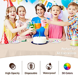 Exquisite 4-Pack Ivory Plastic Table Cloth - 84-Inch Round Disposable Tablecloth for Parties - Round Tablecloth - Disposable Table Cloths for Parties - Plastic Table Cover for Picnics