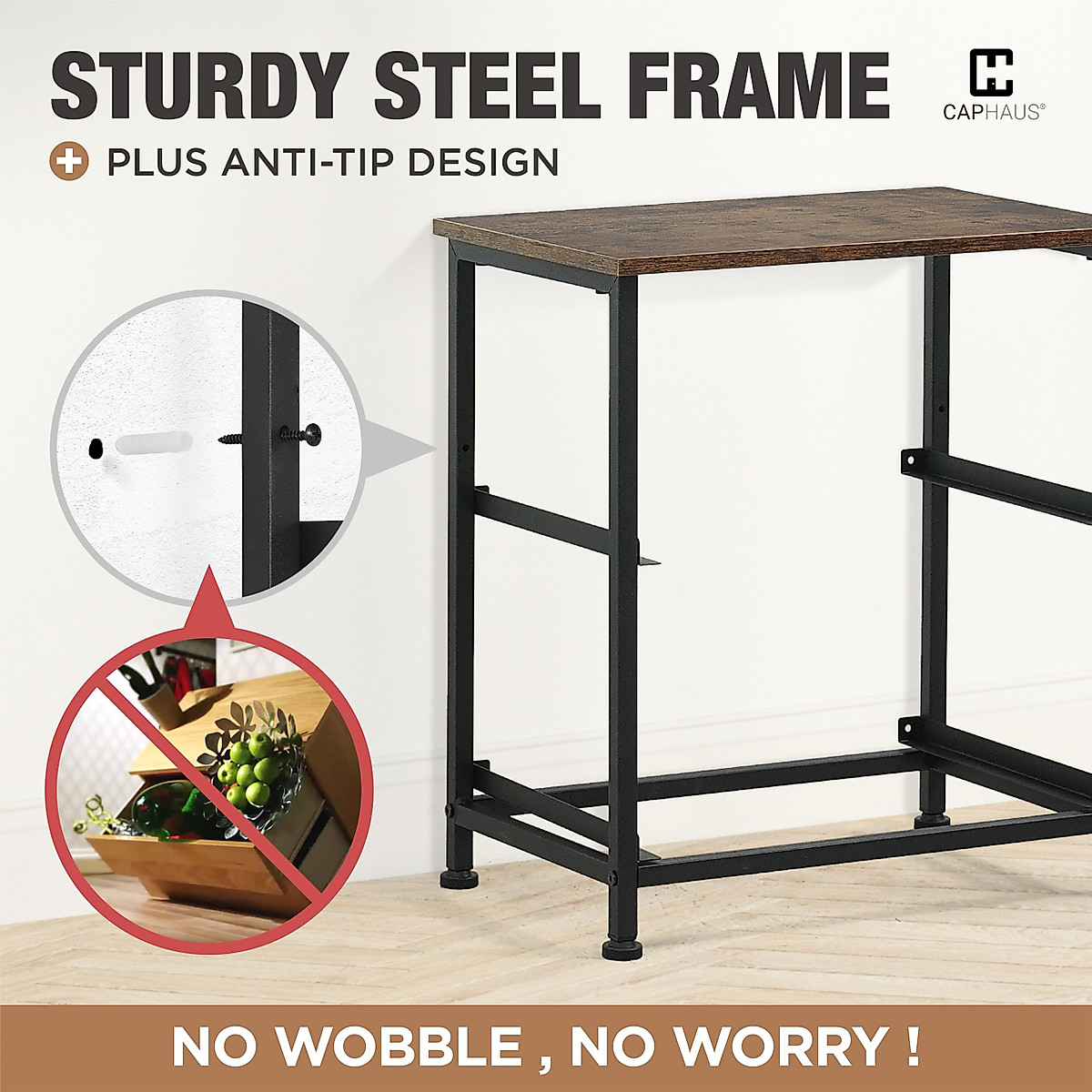 CAPHAUS Set of 2 Drawer Storage Tower w/ 2 Fabric Bins, Nightstand w/ 2 Drawers, Sorting Unit, Chest of Drawers, Organizer w/ P2 Board Top & Fabric Bins, Organizer Unit for Multi-purpose, Grey Oak