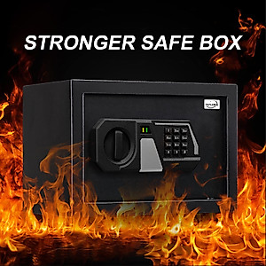 Tenamic Fireproof Safe Box 0.8 Cuft Electronic Digital Security Box, Keypad Small Lock Box Cabinet Safes with Internal Light, Solid Alloy Steel Office Hotel Home Mini Safe with 2 Passwords, Black