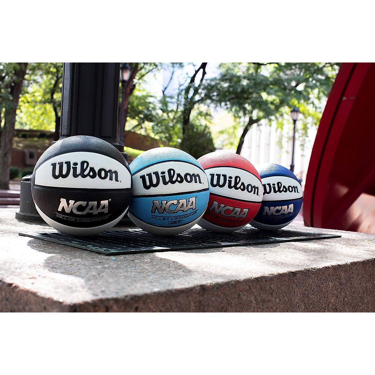 WILSON NCAA Killer Crossover Outdoor Basketball - Size 7 - 29.5", Red/White