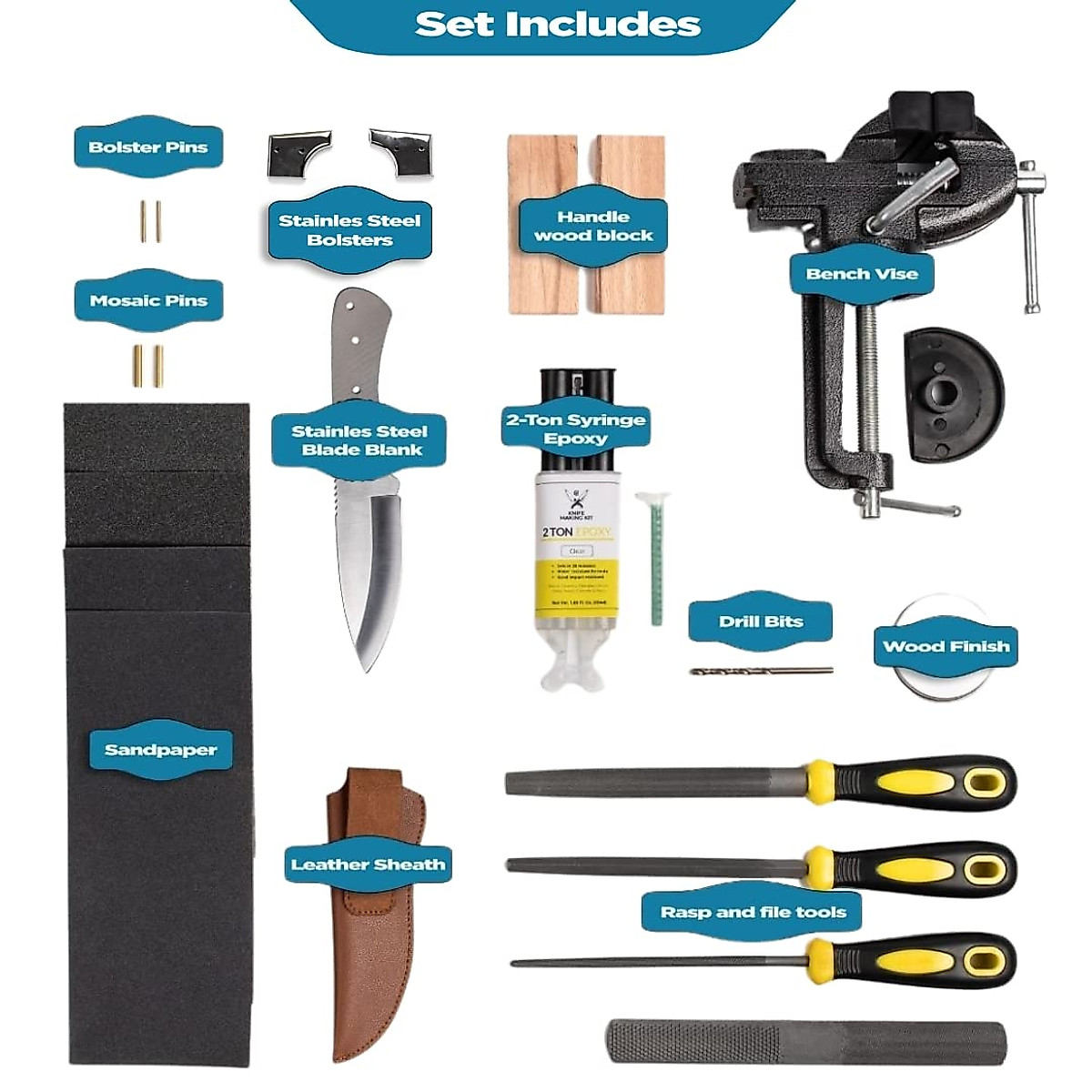 Knife Making Kit DIY Gift for Men - Gift Set with Complete Tools, Materials & Accessories to Make Knife, Stainless Steel Blade, Beginners Guide Husband Boyfriend Dad Handwork Hobbies, Gift for Him
