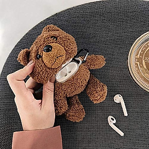 Guppy for AirPods Pro Case Girls 3D Cartoon Cute Teddy Bear Doll Plush Fluffy Warm Carrying Case Soft Protective AirPod Pro Case Cover Accessories for Airpods Pro 2019