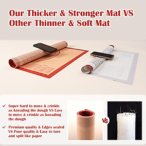 Non-slip Silicone Pastry Mat Extra Large with Measurements 16''By 26'' for Silicone Baking Mat, Counter Mat, Dough Rolling Mat,Oven Liner,Fondant/Pie Crust Mat By Folksy Super Kitchen Red