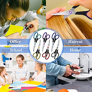 Scissors Set of 6-Pack, 8" Scissors All Purpose Comfort-Grip Handles Sharp Scissors for Office Home School Craft Sewing Fabric Supplies, High/Middle School Student Teacher Scissor, Right/Left Handed