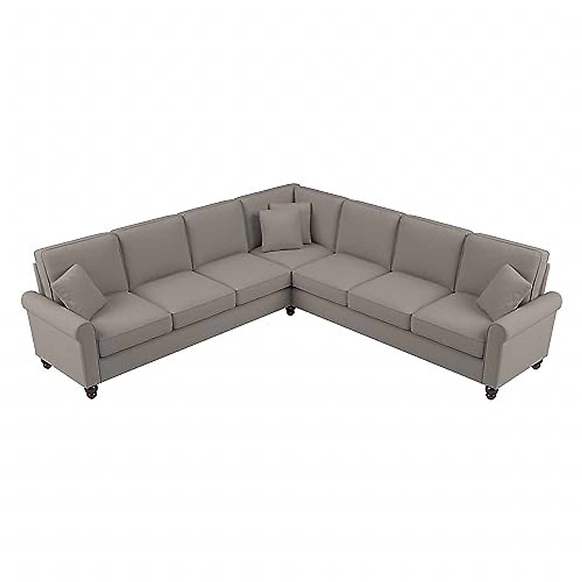 Bush Furniture Hudson L Shaped Sectional Couch, 111W, Turkish Blue Herringbone