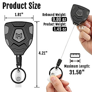 MNGARISTA Heavy Duty Retractable Keychain with Belt Clip, Retractable ID Badge Reel, Retractable Badge Holder with 31.5” Steel Cord and Key Ring, 9.0oz, 2-Pack