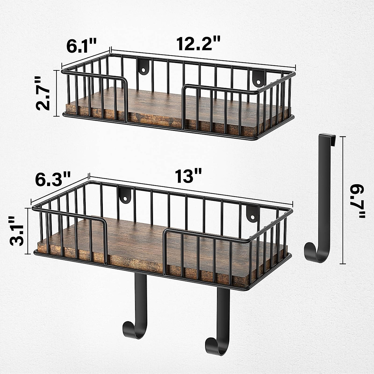 Punmoy Ironing Board Hanger Wall Mount, 2-Tier Iron and Ironing Board Holder with Removable Hooks (T-Shaped Legs), Laundry Room Organization and Storage Wall Mounted