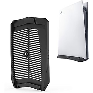 Younik Vertical Stand for PS-5 Ultra HD Console with Built-in Cooling Vents and Non-Slip Feet - CD-ROM Version(Black)