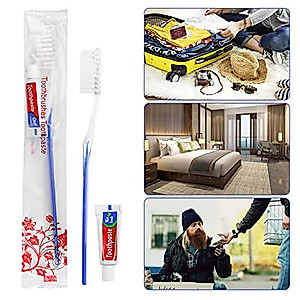 Travel Toothbrushes Kit,50Pcs Travel Toothbrush Set Disposable Toothbrushes with Toothpaste for Nursing Home,Hotel,Charity(Individually Wrapped)