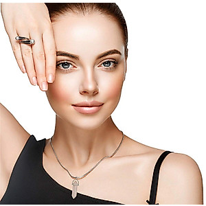 JXMYBA 5pcs Crystal Necklace Hexagonal Pendant Gemstone Chakra Healing stone Crystal Jewelry for Women Girls Men Birthday Gifts…