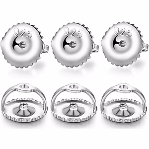 14K Gold Screw On Earring Backs,925 Stering Silver Threaded Screw Earring Backs for Diamond Studs,Hypoallergenic Earring ScrewBacks Fit Post Sizes 0032"（3Pair）