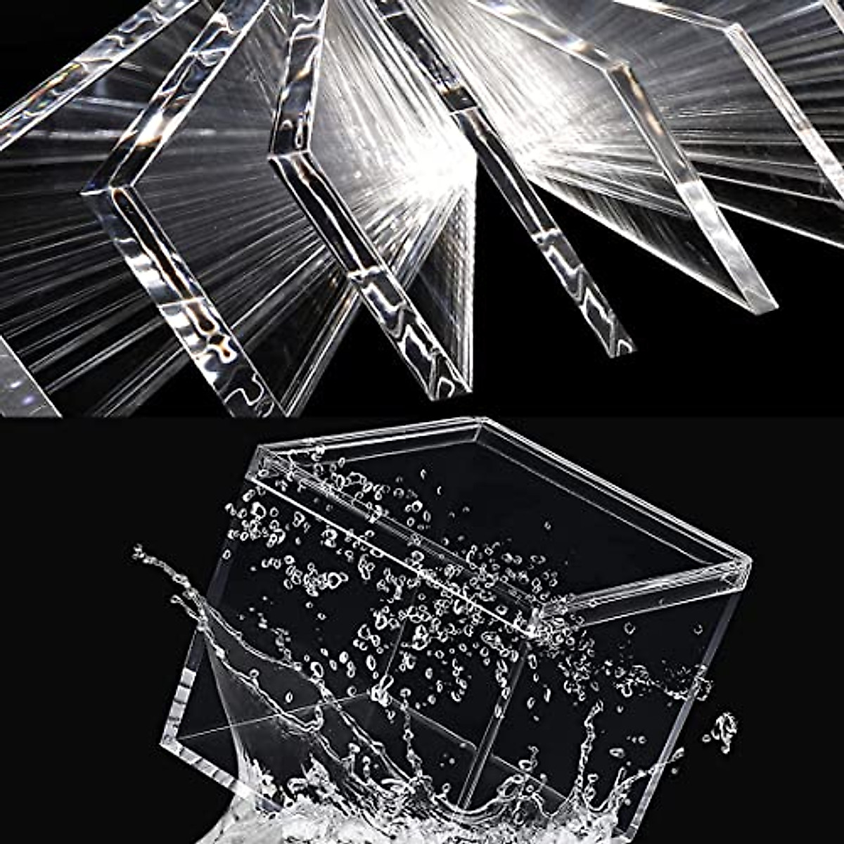 LOVPLAY Acrylic Boxes Plastic Square Containers Plastic Clear Acrylic Cube with Lid Storage Box 2 Packs 4.7x4.7x4.7Inches Candy Wedding Party Pill Jewelry Boxes