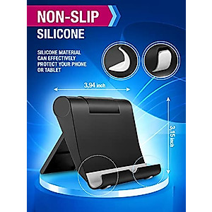 Cell Phone Stand Portable Compact : Cradle, Smartphone Holder, Small Tablet Stand for Office Desk - Black