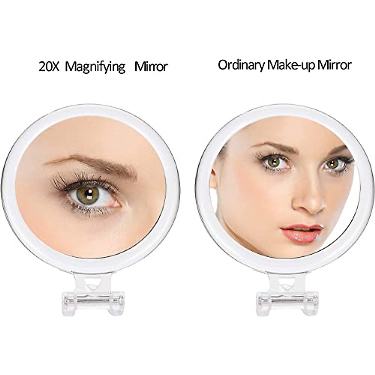 20X Magnifying Mirror, 6 Inch, Two Sided Hand Mirror, 20X/1X Magnification, Folding Makeup Mirror with Handheld/Stand, Use for Makeup Application, Tweezing, and Blackhead/Blemish Removal.