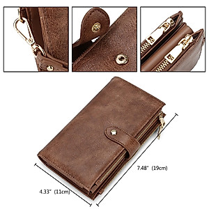 YALUXE Double Zipper Wallets for Women Wristlet Cellphone Purse Card Holder Vegan Leather