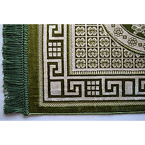 Interway Trading Prayer Rug Mat Carpet Permadani Permaidani Ramadan Eid Turkish Seccade Muslim Sajadah Namaz Janamaz Velvet Large Size (Green)