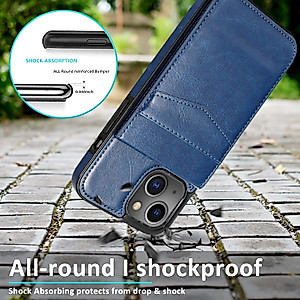 Seabaras iPhone 14 Wallet Case with Credit Card Holder for Women Men PU Leather Wallet Case for iPhone 14 Case 6.1 inch (Blue)