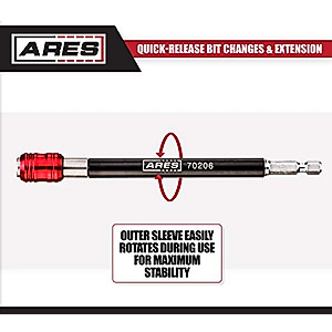 ARES 70206 - Drill Extension Bit Holder - 6-Inch Quick Release - Works With All 1/4-Inch Drive Bits - Quick Release Mechanism Makes Changing Bits a Breeze