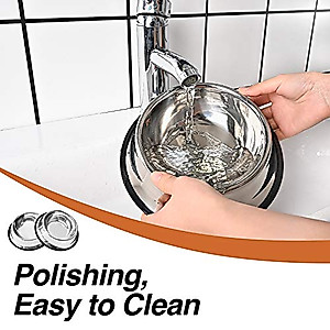 2Packs Stainless Steel Dog Bowl with Anti-Skid Rubber Base for Small/Medium/Large Pet, Perfect Dish, Pets Feeder Bowl and Water Bowl Perfect Choice for Dog Puppy Cat and Kitten (8oz)