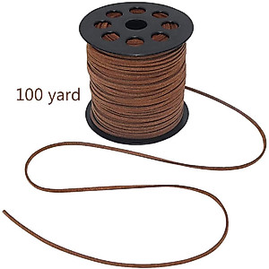 3mm x100 Yards Coffee Suede Cord Suede Lace Faux Leather Cord with Roll Spool for Bracelet Necklace Beading DIY Handmade Crafts