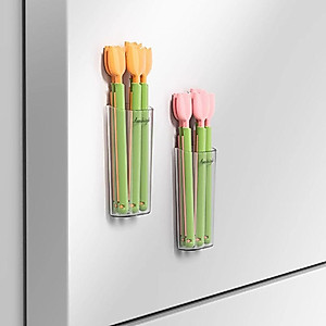 GHRYTY Food Sealing Clip,Food Bag Chip Clips,Tulip Shape Sealing Clip with Magnetic Storage Box,Food Sealer Clamp,Food Package Sealer,Chip Bag Clips for Home, Office, School(Pink)