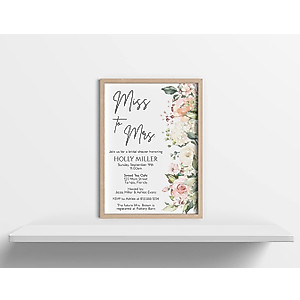 Bridal Shower Invitation Wedding Shower Invite Miss to Mrs Bachelorette Party Last Fling Before the Ring Floral Flowers Printed Cards Customized Personalized Cards (12 Count)