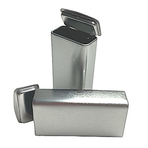 MagnaKoys Rectangular Silver Metal Hinged Lid Tin Containers (3 Pack)