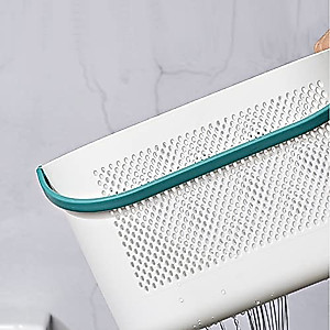 Plastic Bathroom Storage Basket with Handle, for Storing Bathroom Body Wash, Shampoo, Conditioner, Lotion (Blue large)