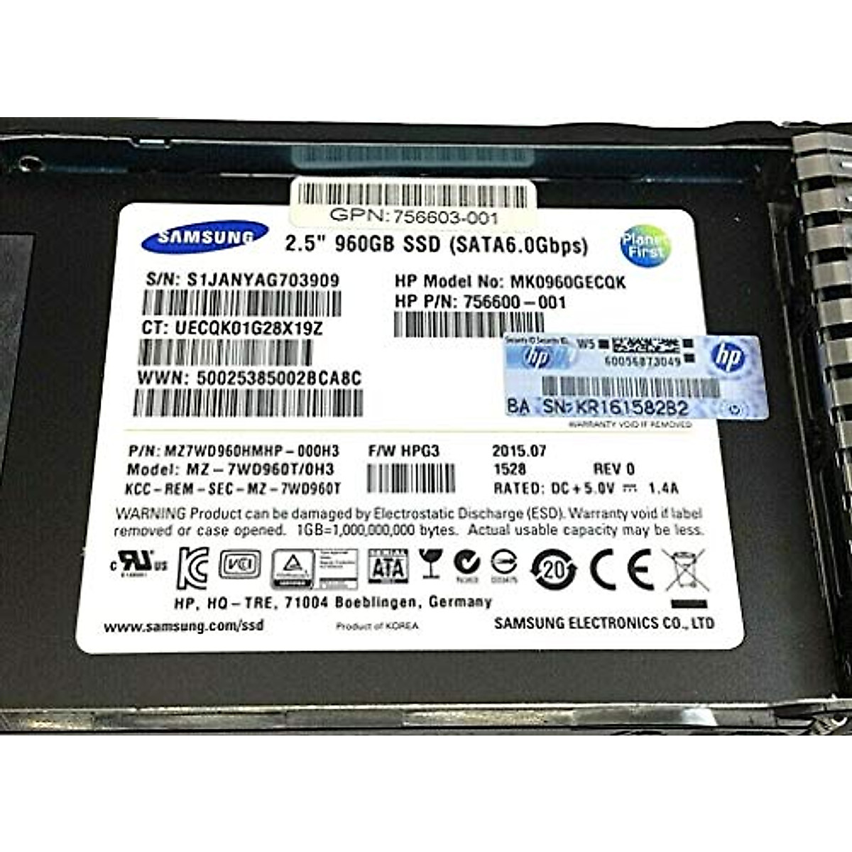 756603-001 756600-001 2.5" SATA 6.0GBPS SSD, 960GB