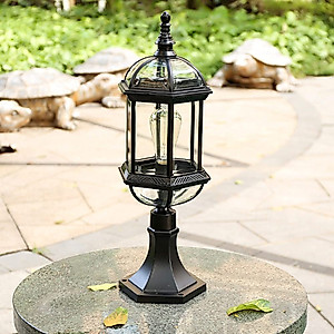 Mrdsre 3-Layer 8-inch Column Lamp Vintage Outdoor Glass LED Post Lighting Rustic Waterproof Led Pillar Wall Lamp Villas Garden Porch Home Landscape Pathway Lights