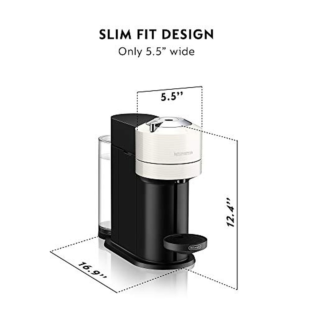 Nespresso Vertuo Next Coffee and Espresso Machine by De'Longhi, White, Compact, One Touch to Brew, Single-Serve Coffee Maker and Espresso Machine